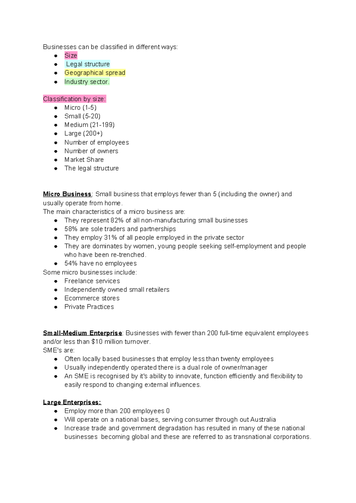 Classification of a business - Businesses can be classified in ...