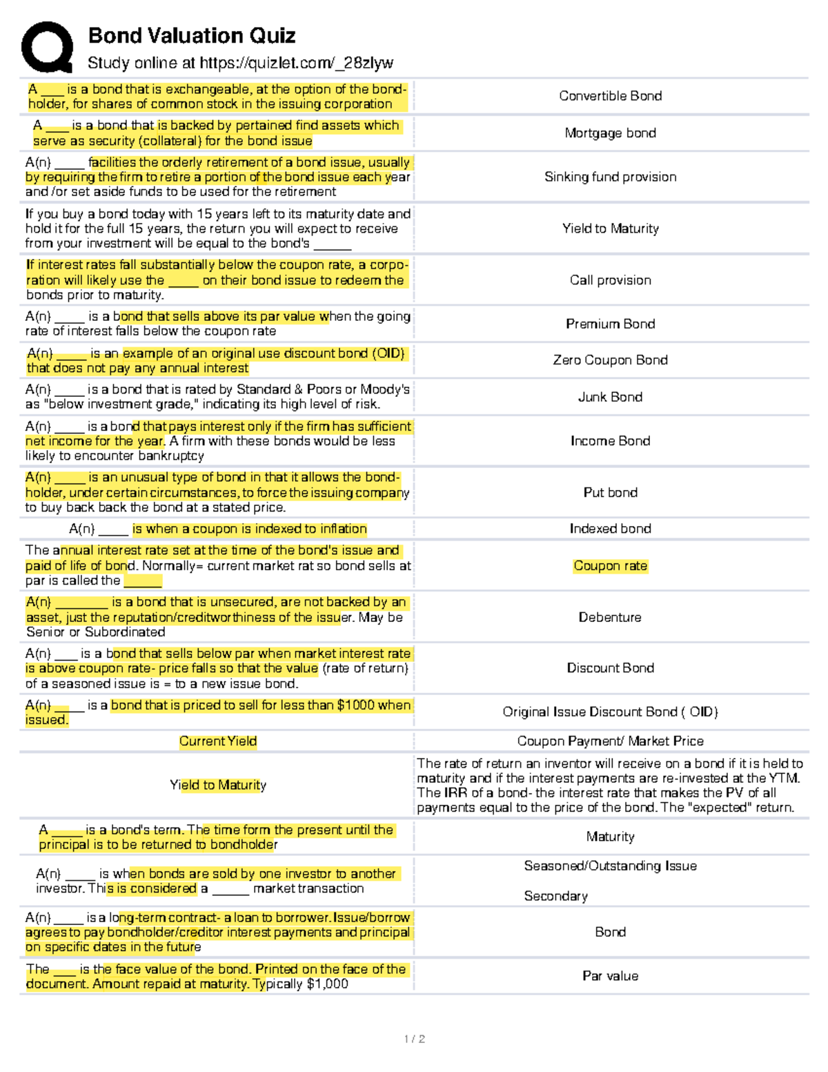 12725580 17b2 470b 877b b8df195ba443 - Bond Valuation Quiz Study online ...
