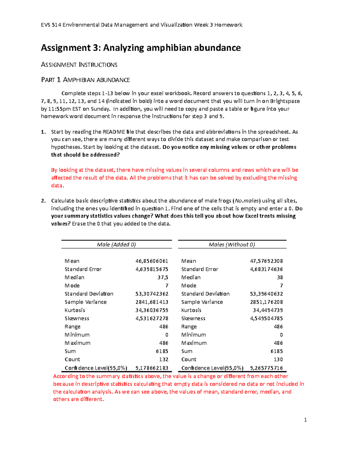 Week3 Homework2021 EVS 514 Environmental Data Analysis - Assignment 3: Analyzing amphibian ...