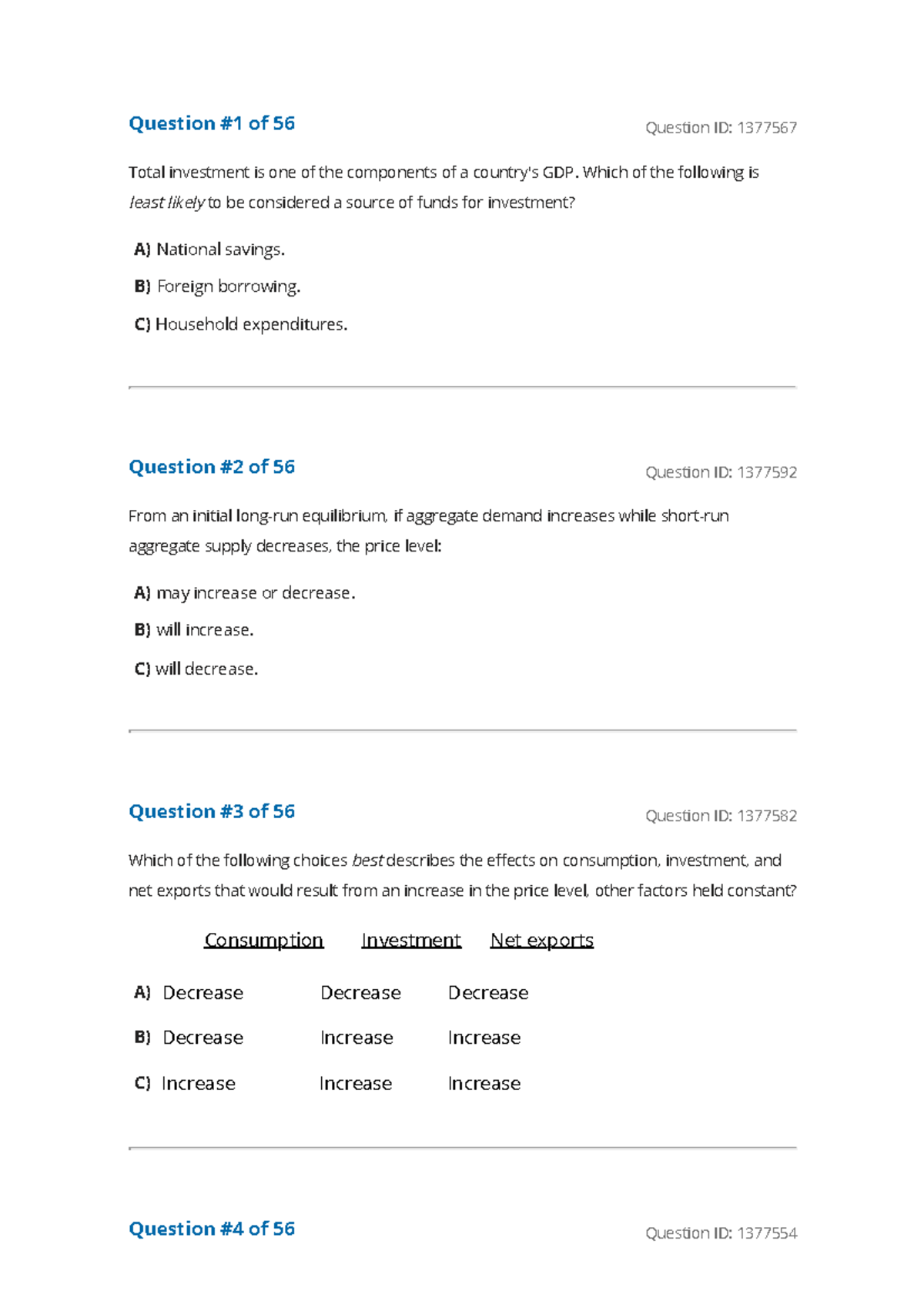 Reading 10 Aggregate Output, Prices, and Economic Growth - Question #1 ...