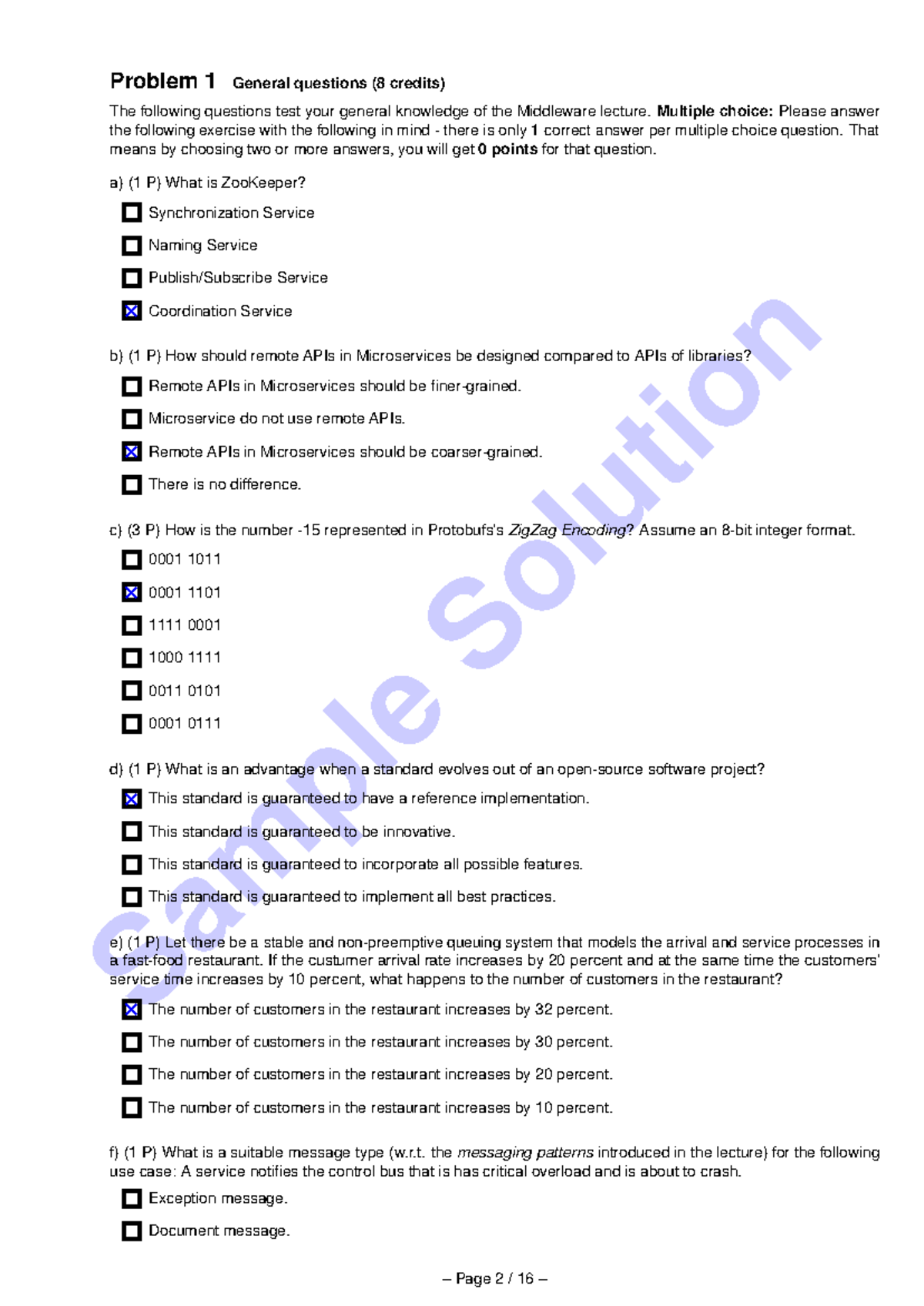 Solution MW mock exam studocu - Sample Solution Problem 1 General ...