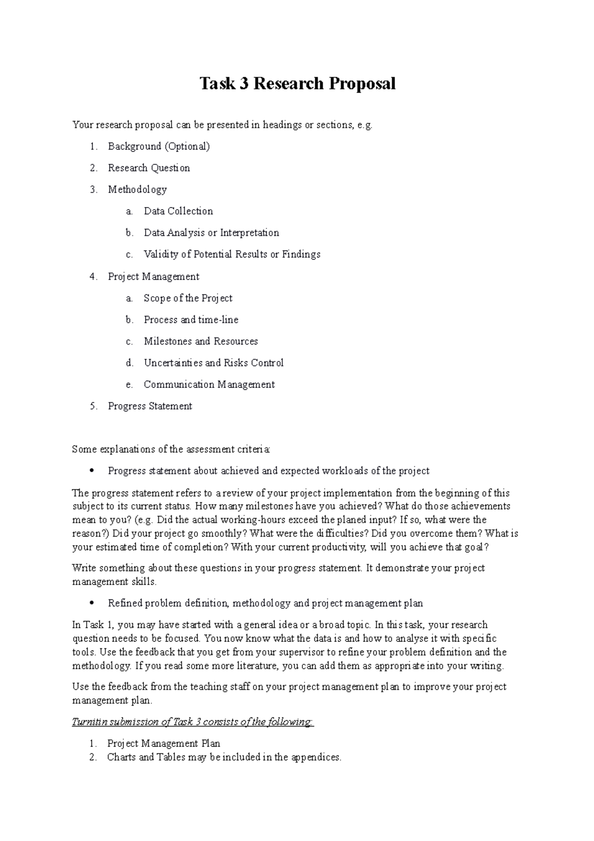 Task 3 Research Proposal Guidance Notes - Task 3 Research Proposal Your ...