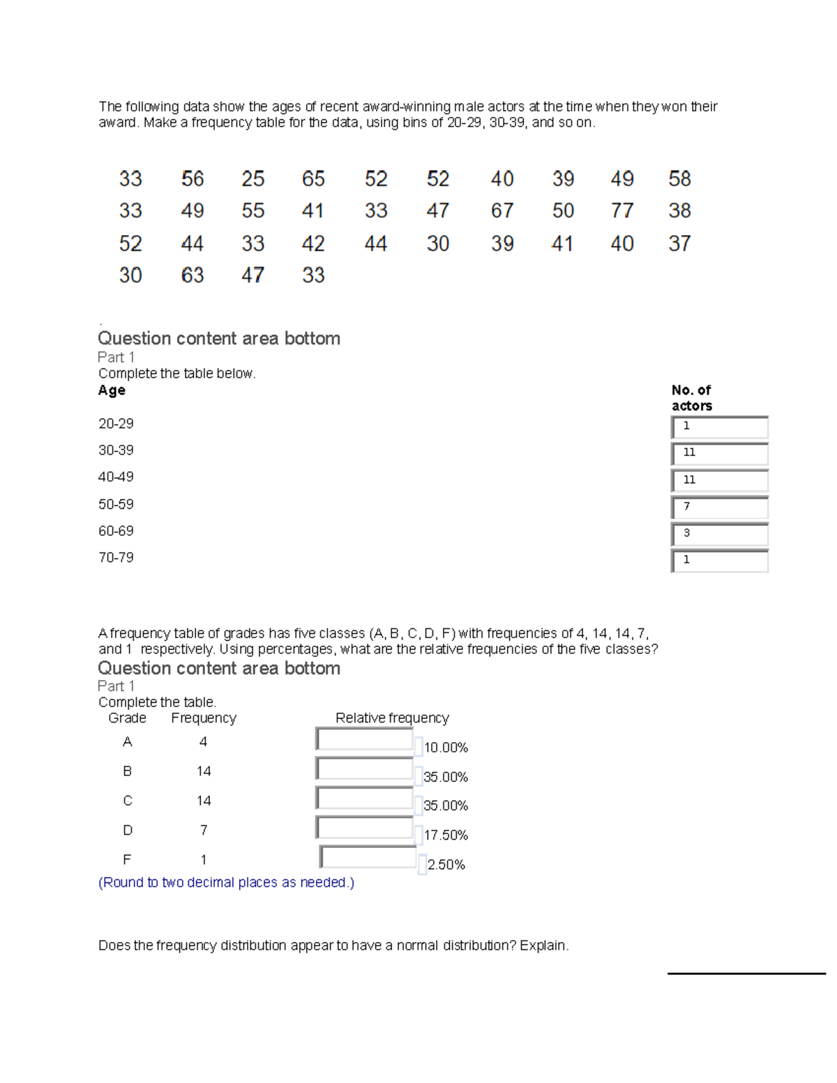 HW 5 - HW 5.9 Teach by Prof.Weidong-Chen - The following data show the ages of recent award ...