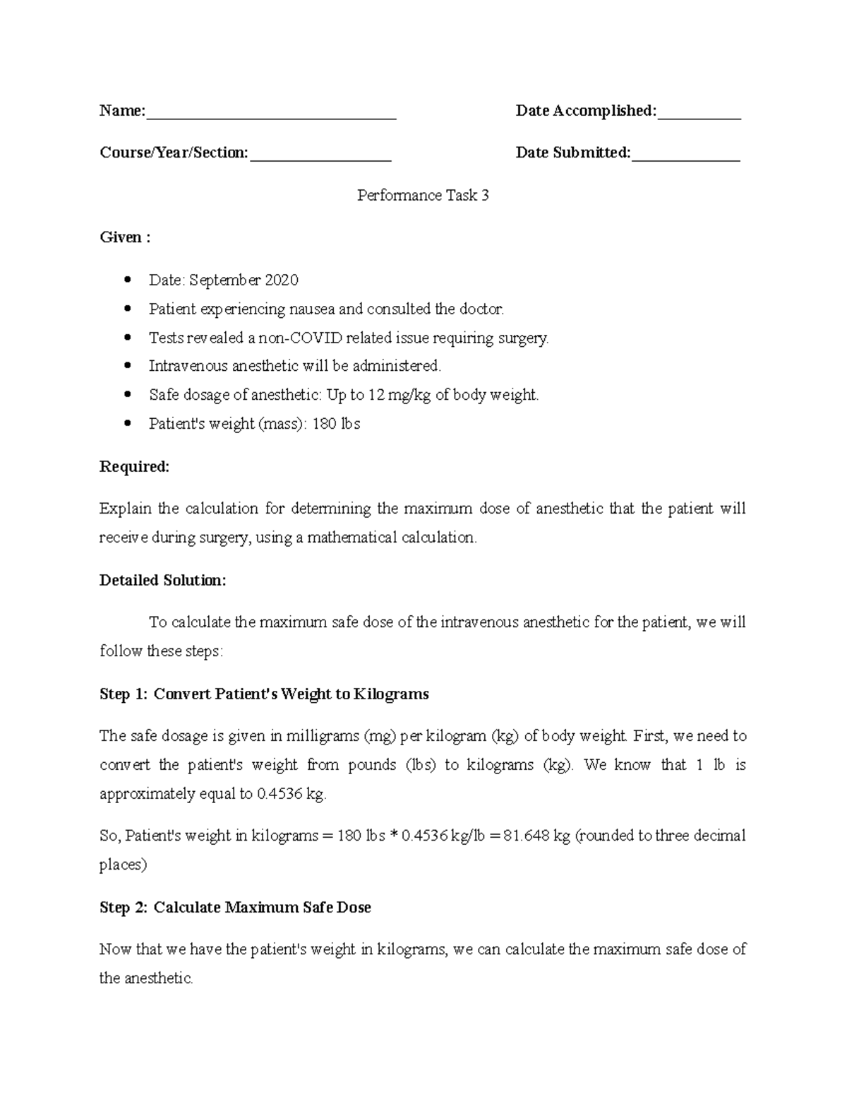 Performance Task 3 - n/a - Name:______________________________ Date ...