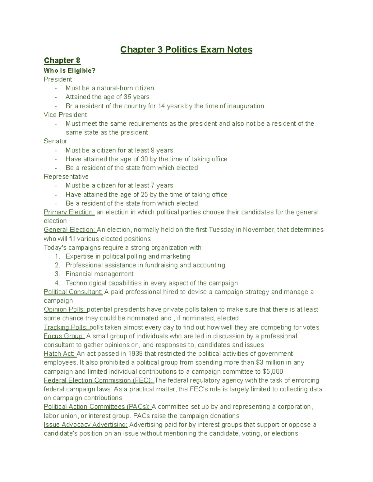 - Chapter 3 POL1101 EXAM Notes - Chapter 3 Politics Exam Notes Chapter ...