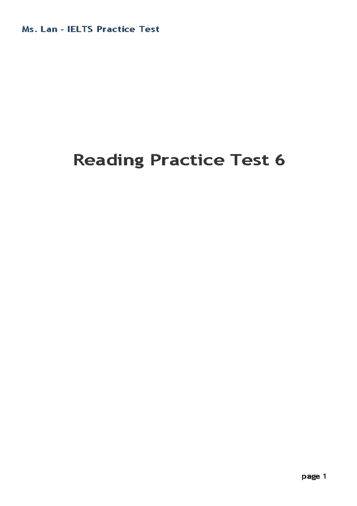 Readingpractice - test - Reading Practice Test Reading Passage 1 Y o u ...