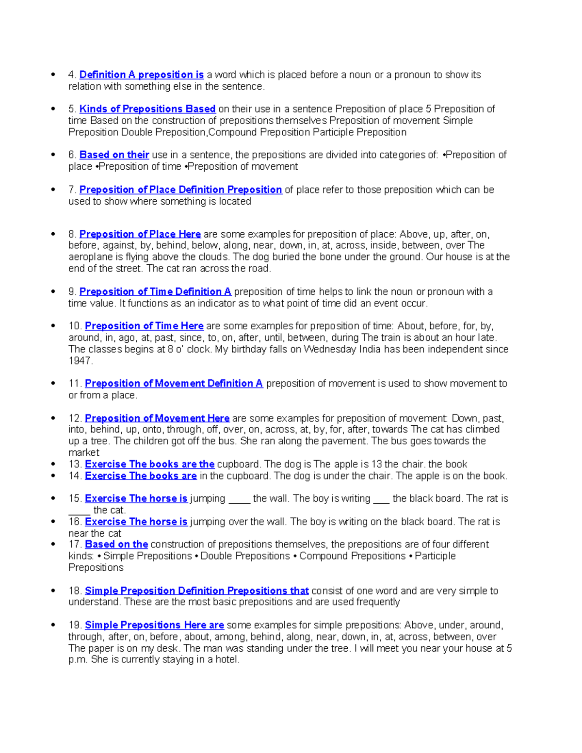 Preposition - 4. Definition A preposition is a word which is placed ...