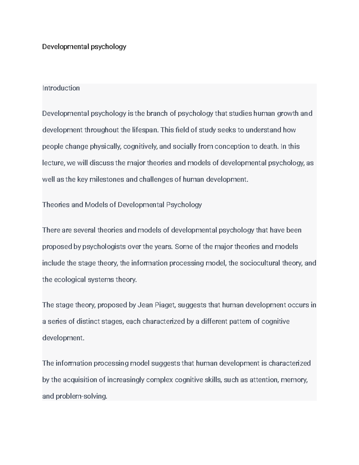 Developmental psychology - Developmental psychology Introduction ...