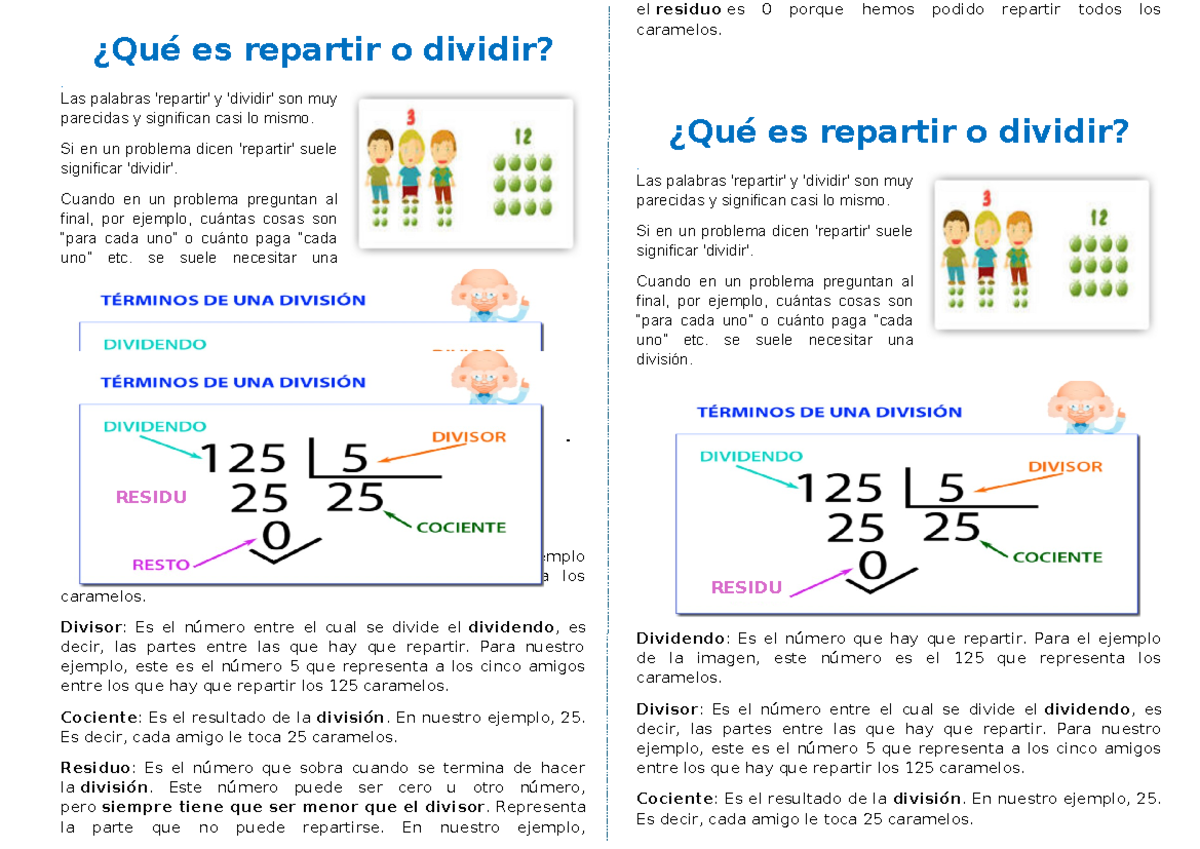 Anexo matematica - Ejercicios de divisiones - ¿Qué es repartir o ...