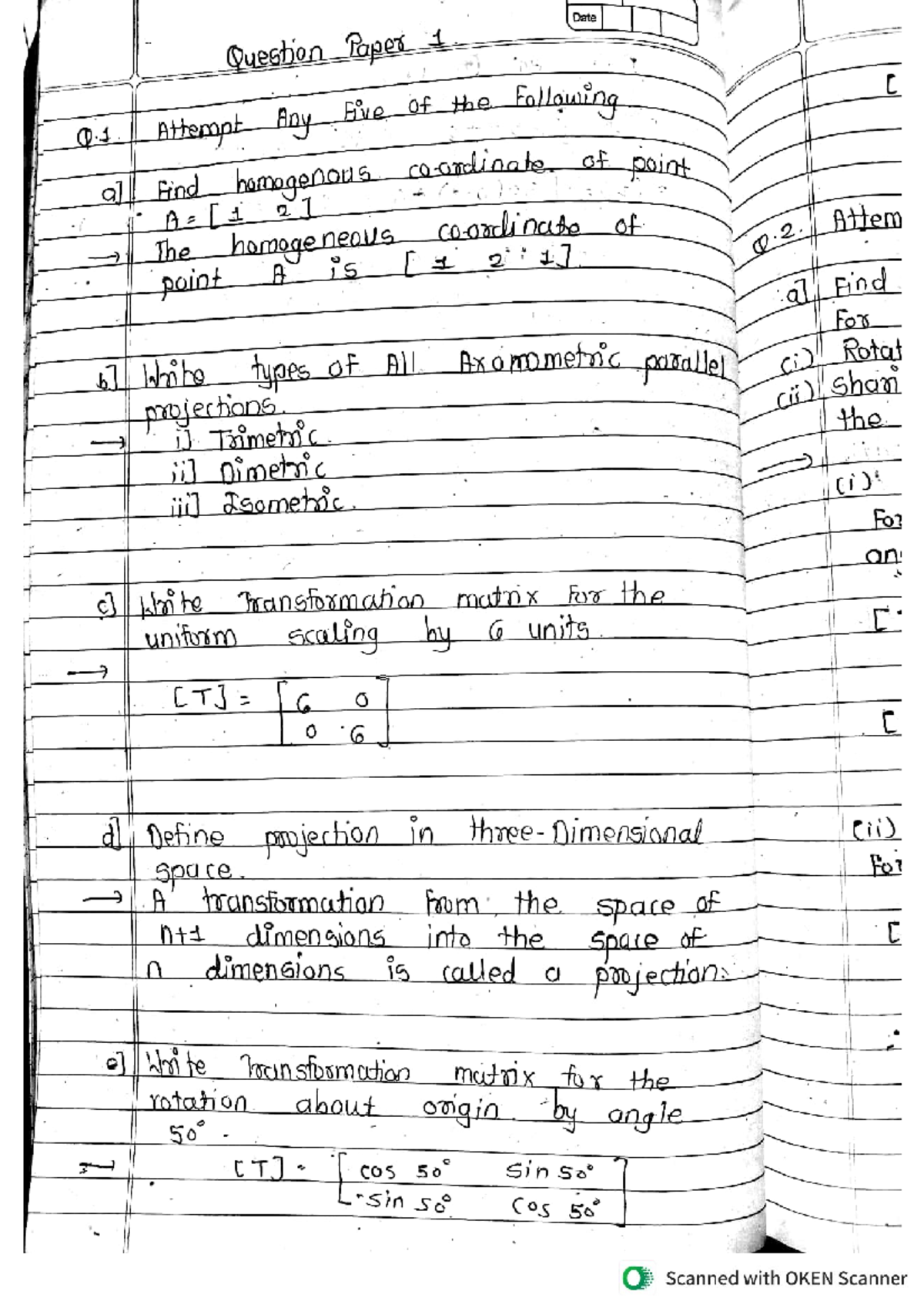 Computational Geometry Questions Answer Date Question Paper 1 Q