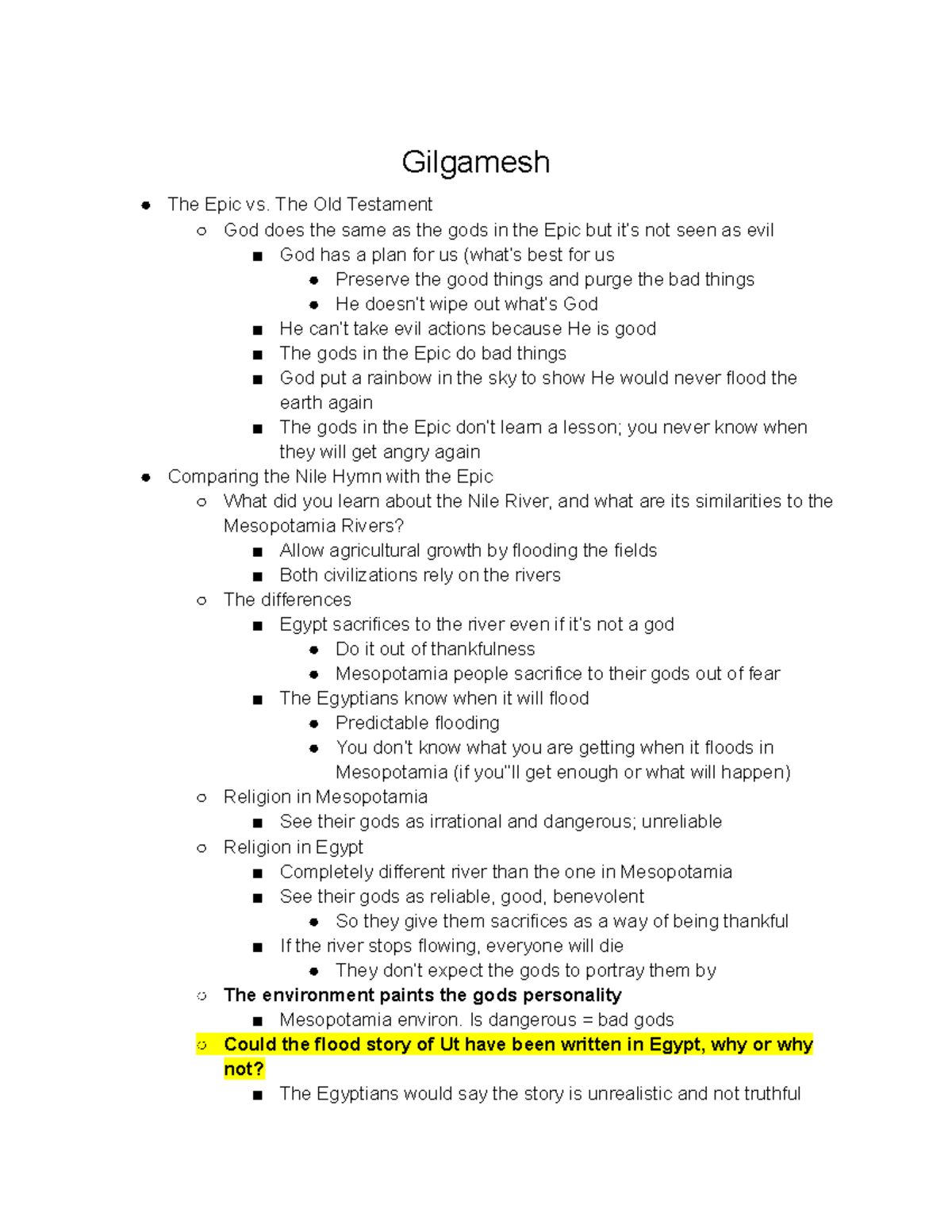 Lec 4 Gilgamesh - Gilgamesh The Epic vs. The Old Testament God does the ...