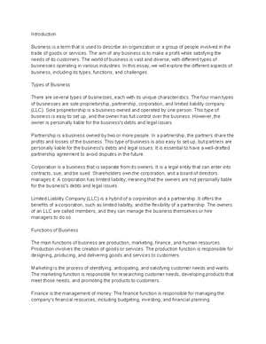 Introduction TO BUSN chapter 1 - BUSN 100 INTRODUCTION TO BUSINESS CHAPTER 1 What is a Business ...