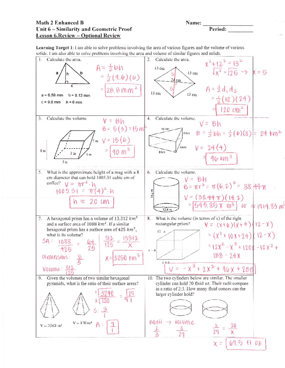 Math 2Enh - 6.Review - Optional Review 1 Solutions - Unit 6 ...