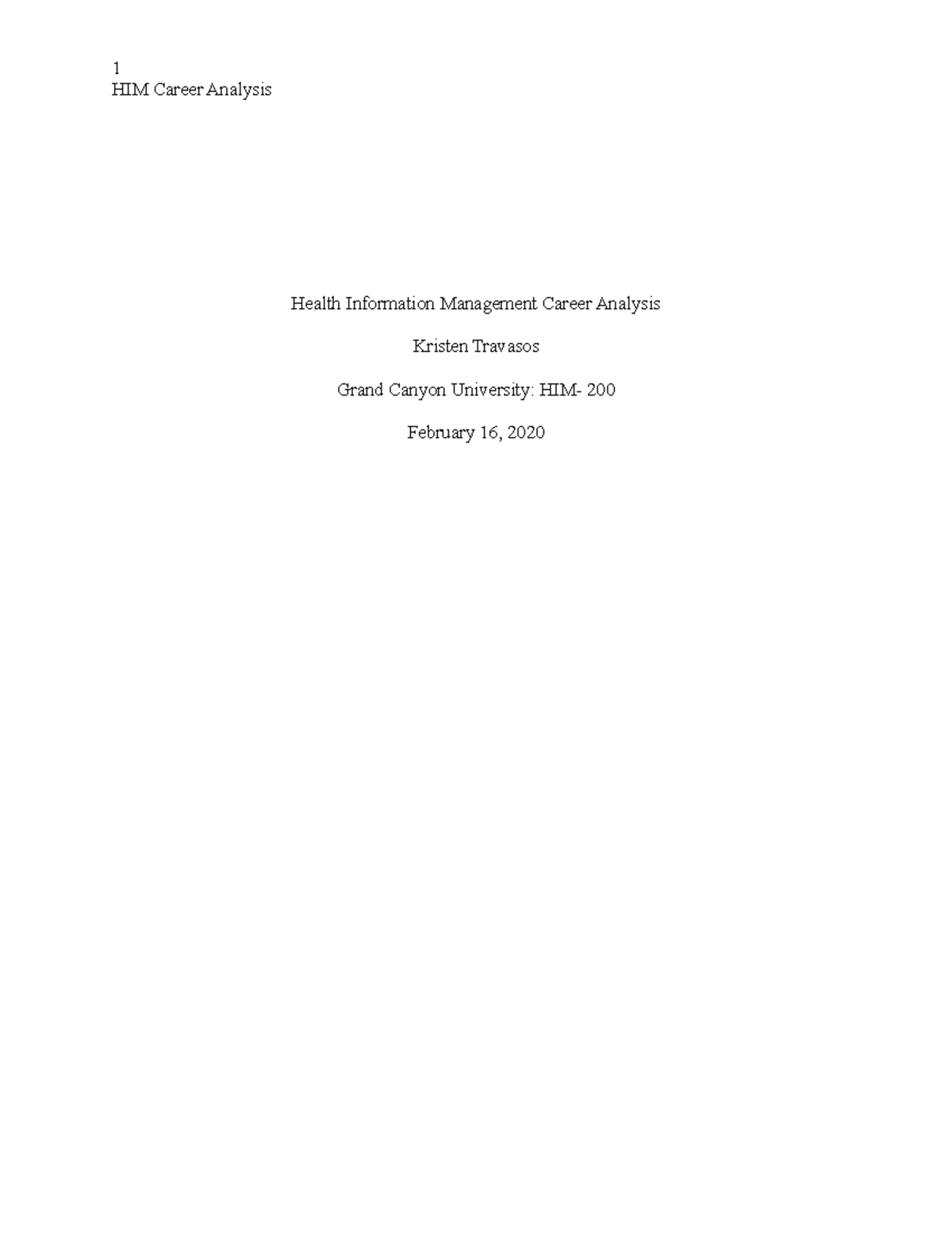 HIM Career Analysis - Assignment - HIM Career Analysis Health ...