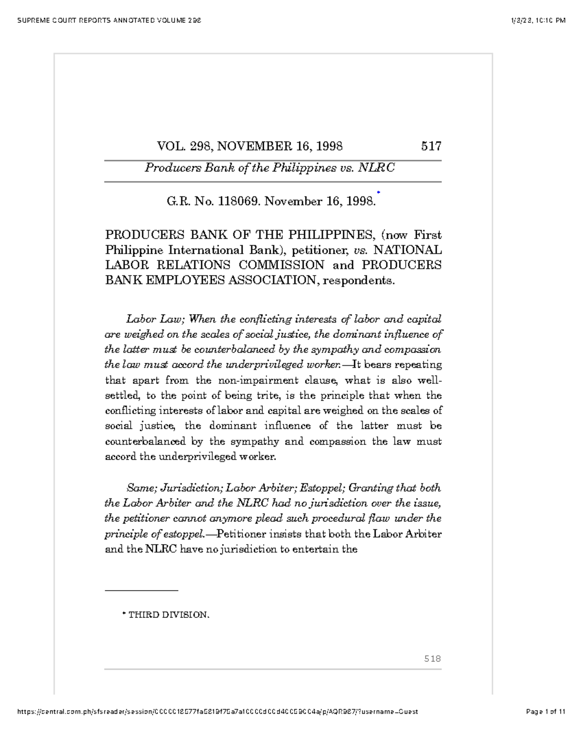9. Producers Bank of the Philippines v. NLRC - VOL. 298, NOVEMBER 16 ...