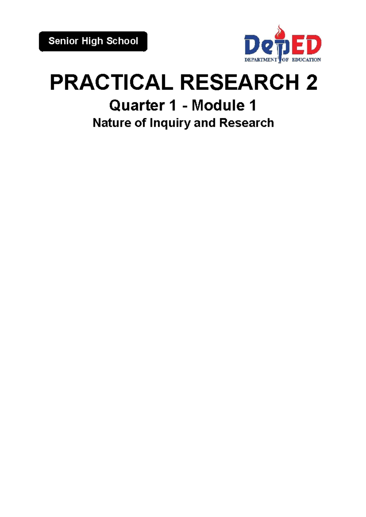 MOD REV- Practical- Research-2 Q1 Mod1-V2 - Senior High School ...