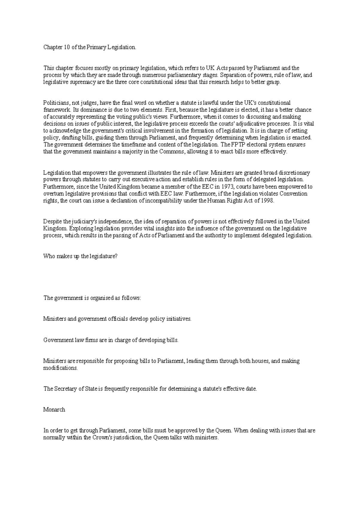 Primary Legislation - This chapter focuses mostly on primary ...