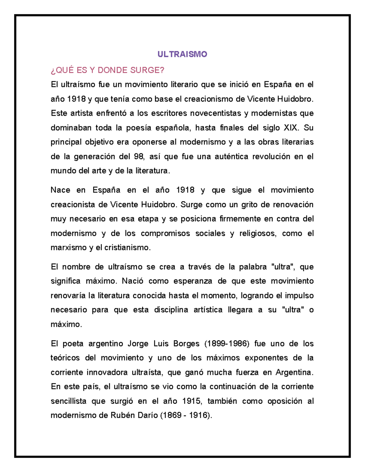Ultraismo - ULTRAISMO ¿QUÉ ES Y DONDE SURGE? El ultraísmo fue un ...