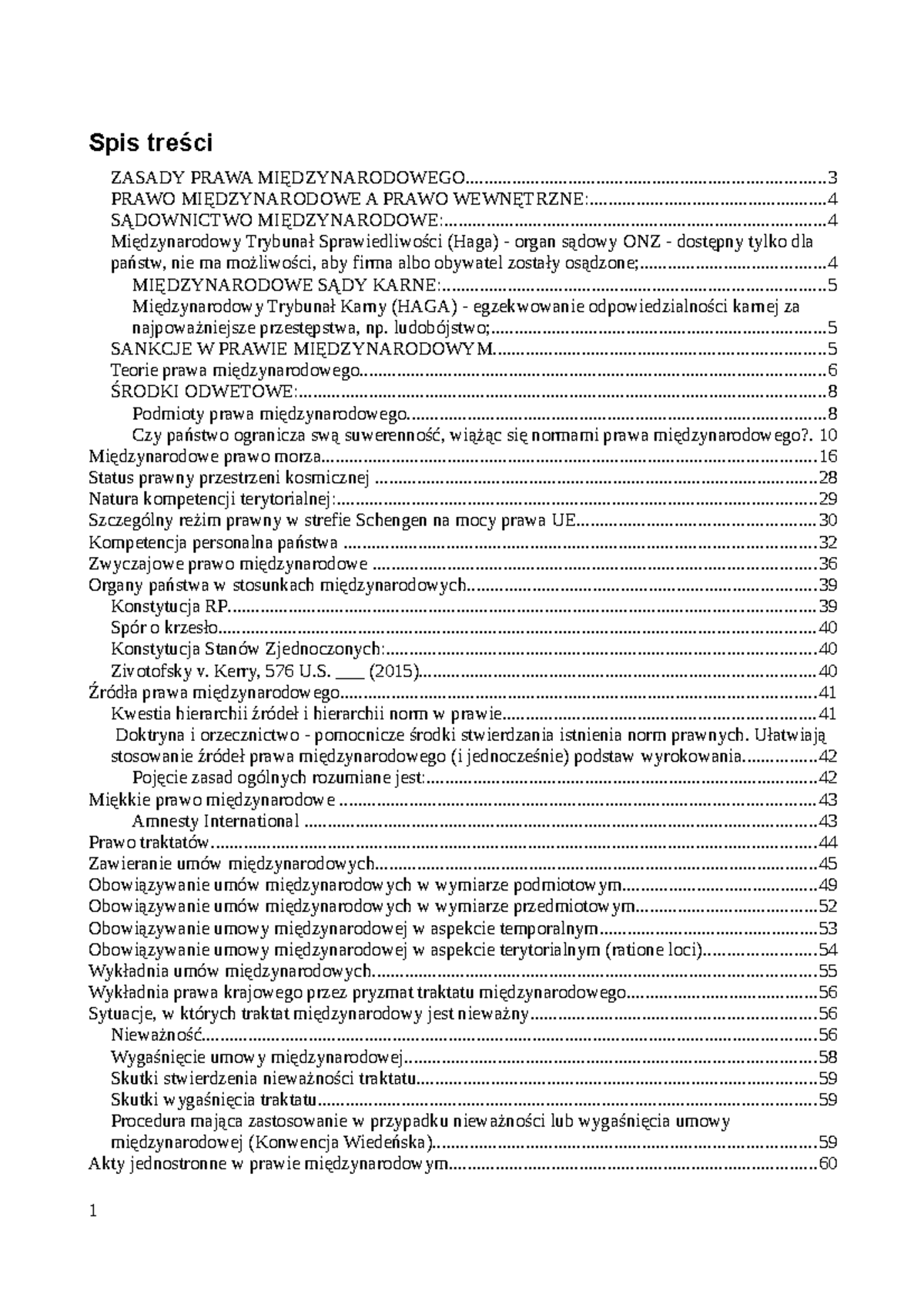 Prawo międzynarodowe - wszystkie wykłady - Spis treści ZASADY PRAWA - Studocu