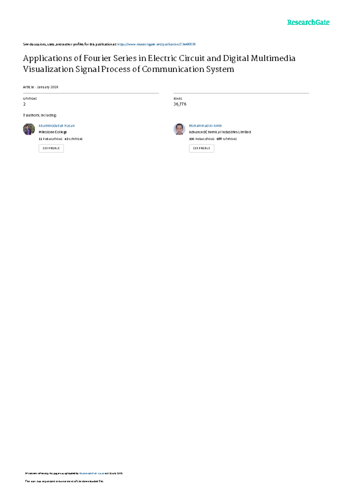 Fourier Series Report[analysis] See Discussions Stats And Author Profiles For This