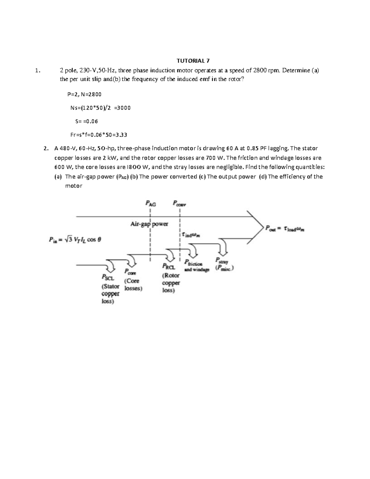 Induction Machine - Porf. JEEVANAND - TUTORIAL 7 2 pole, 230-V,50-Hz ...