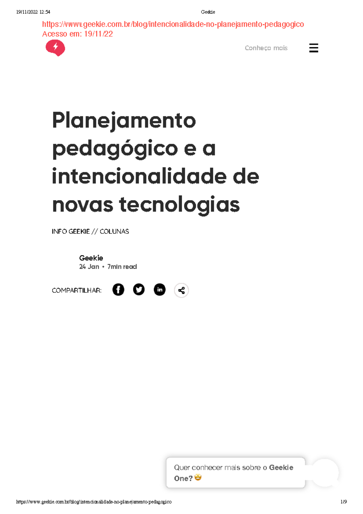 Planejamento pedagógico e a intencionalidade de novas tecnologias ...