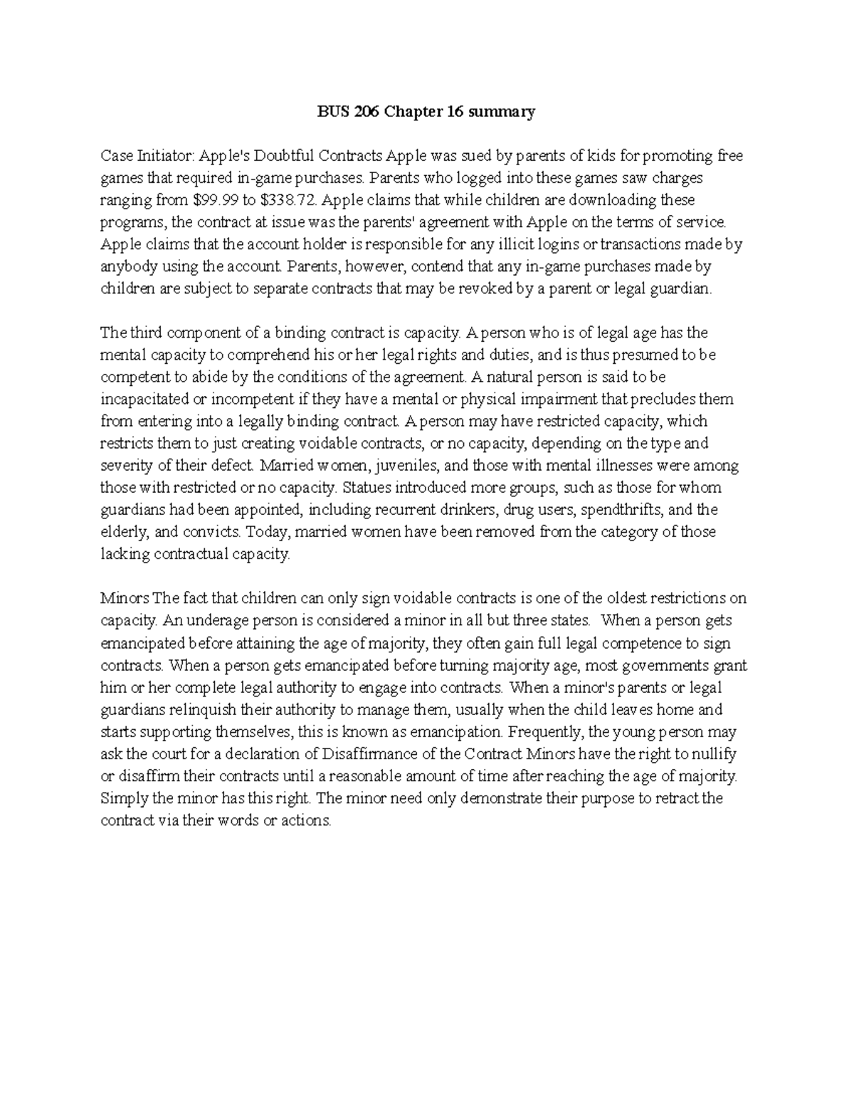 BUS 206 Chapter 16 summary - BUS 206 Chapter 16 summary Case Initiator ...