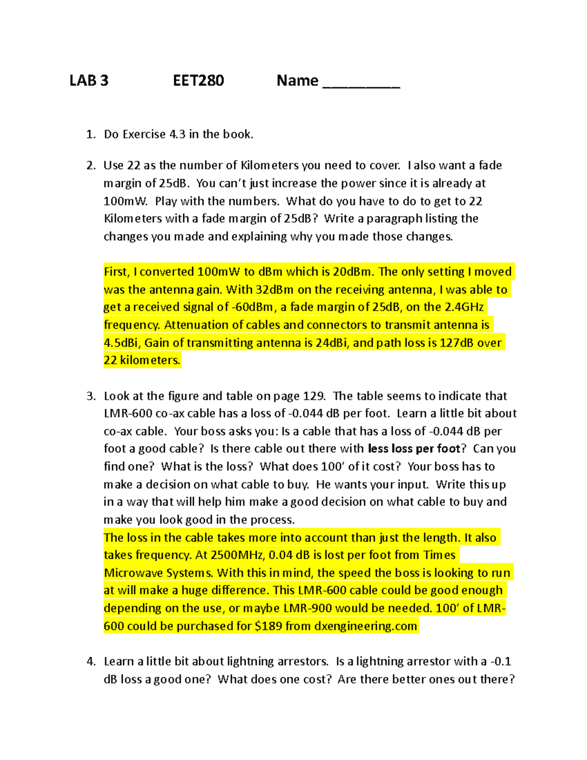 LAB 3 EET280 - LAB 3 EET280 Name _________ Do Exercise 4 in the book ...
