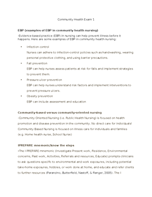 Community Health Nursing Exam Review - Community Health Study guide ...