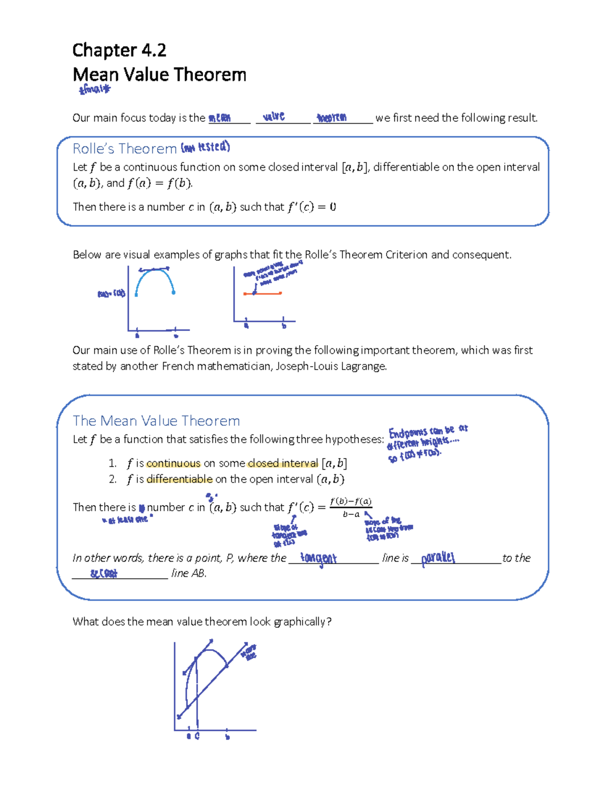 Math lesson 4 - martinez - Chapter 4. 2 Mean Value Theorem Our main ...
