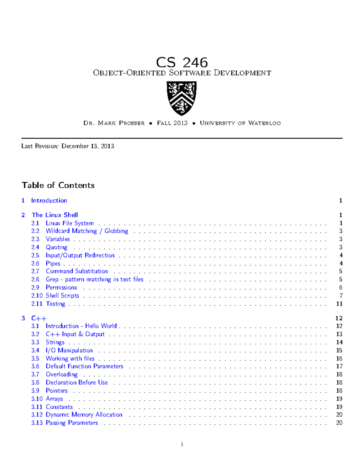 Object - Oriented Software Devel - Lecture notes - cs246 - Object ...