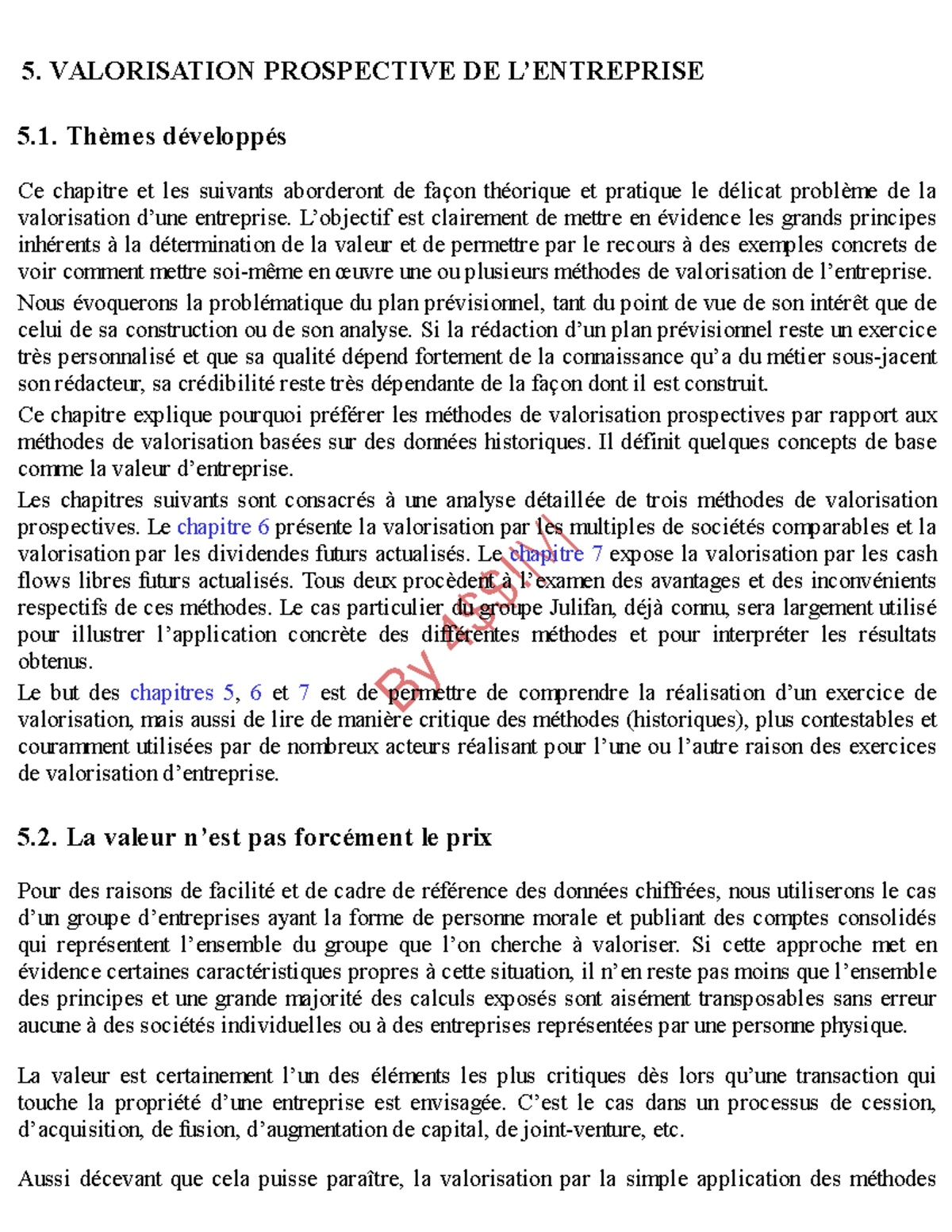Valorisation et cession d’entreprise-121-180 - By 4$$!|/| 5. VALORISATION PROSPECTIVE DE - Studocu