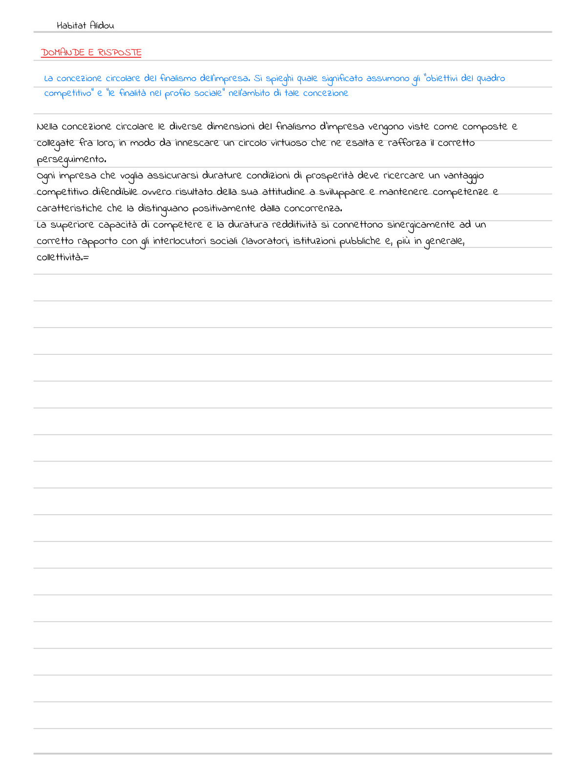 Domande e risposte 5 - Domanda e risposta aperta - La concezione circolare del finalismo - Studocu