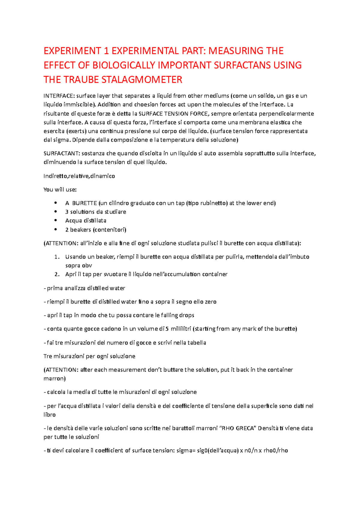 Experiment 1, Experimental PART - EXPERIMENT 1 EXPERIMENTAL PART ...