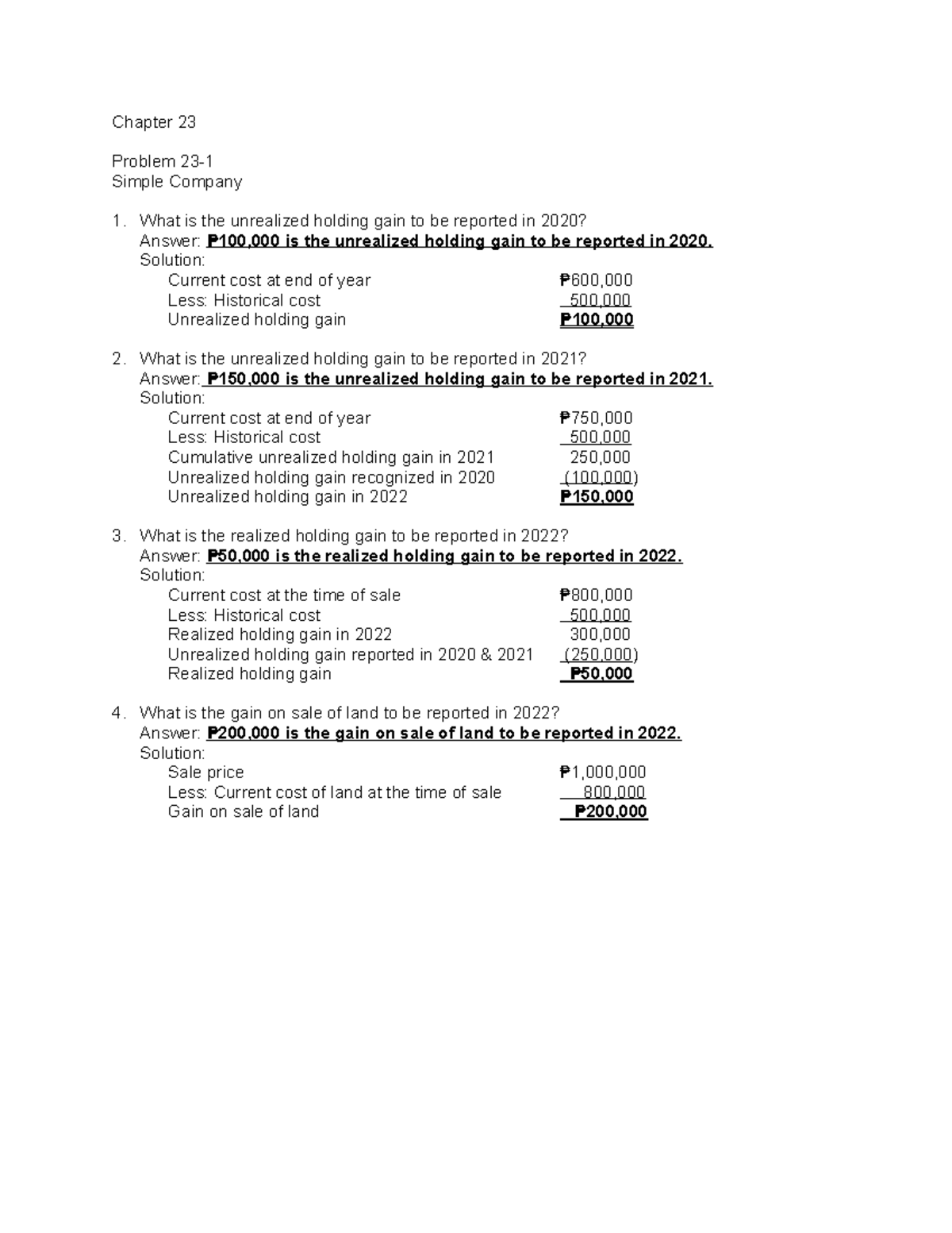 Chapter 23 - IA3 - Chapter 23 Problem 23- Simple Company What is the ...