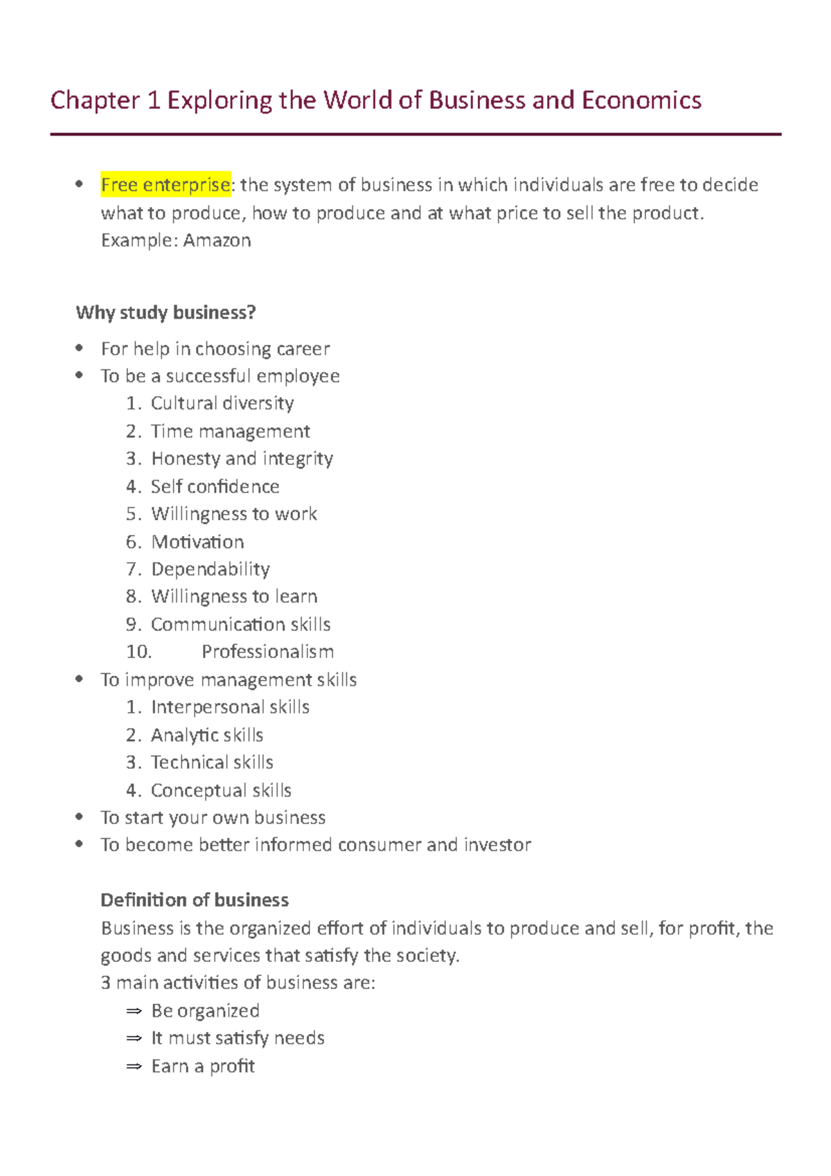 Document 4 - Lecture notes 1 - Chapter 1 Exploring the World of ...