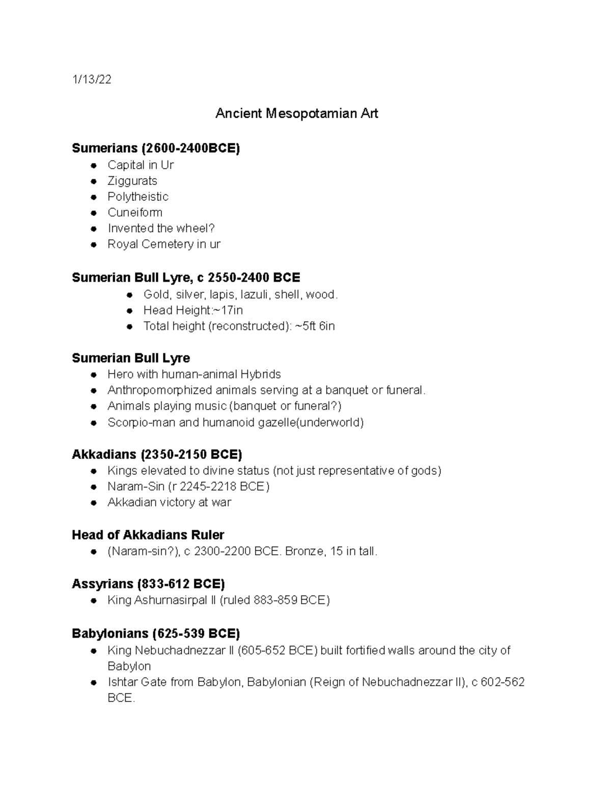Ancient Mesopotamian Art - 1/13/ Ancient Mesopotamian Art Sumerians ...