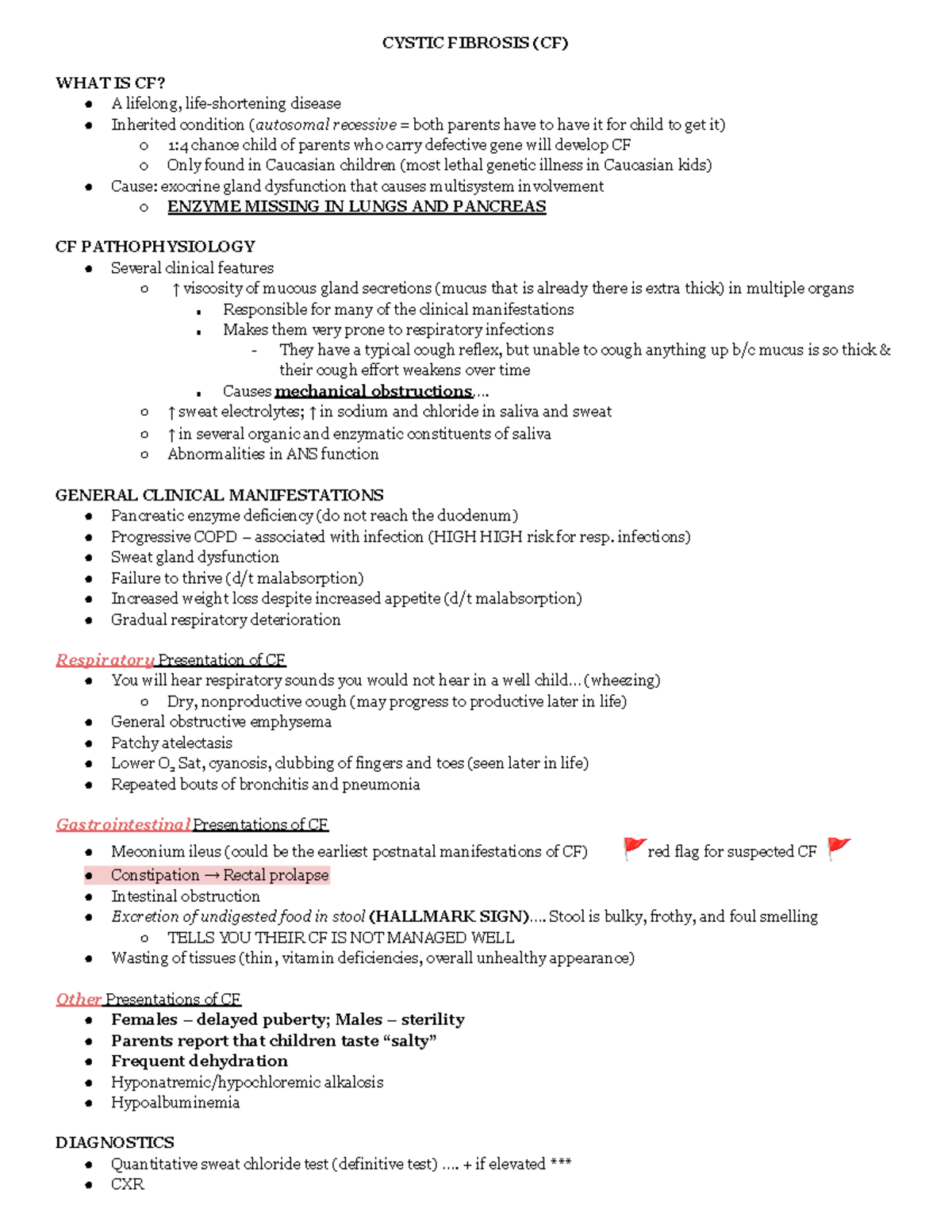 Cystic Fibrosis (CF) - CYSTIC FIBROSIS (CF) WHAT IS CF? A lifelong ...