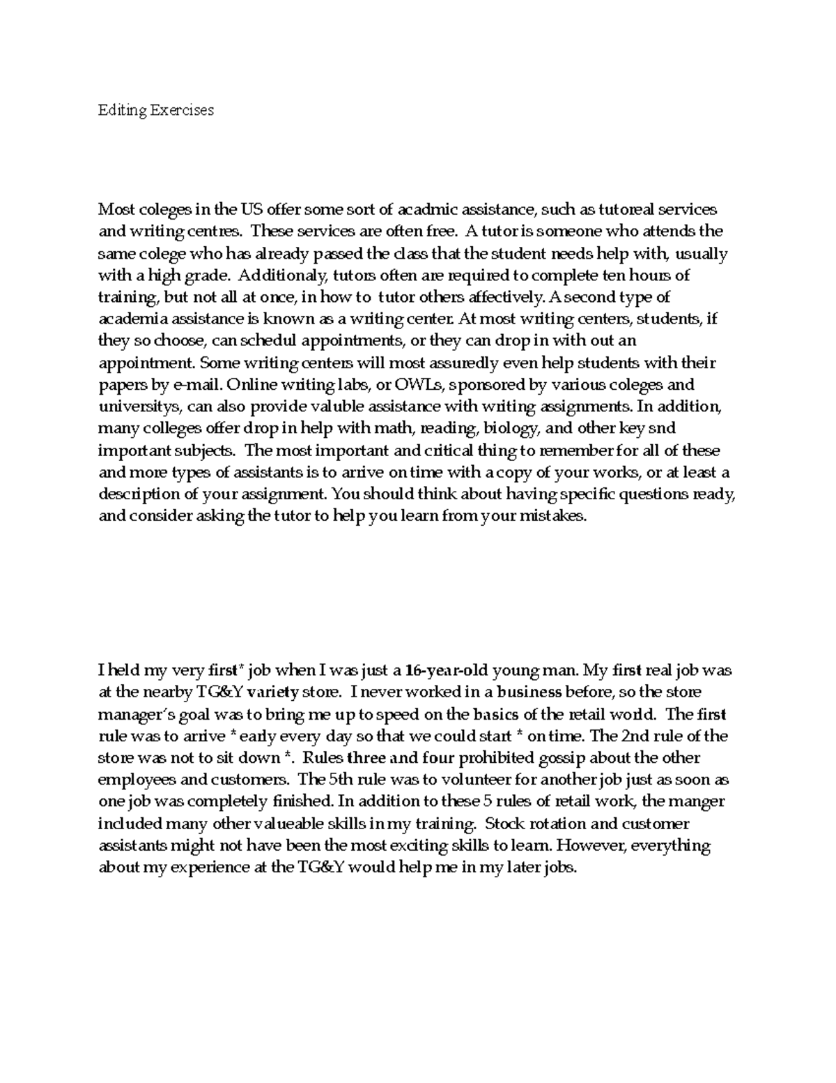 Editing+exercises - Editing Exercise Assignment we had to do - Editing ...