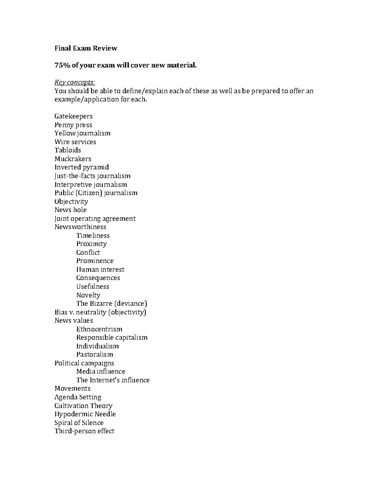 Final Exam Review - Summary Communications and Society - Final Exam ...