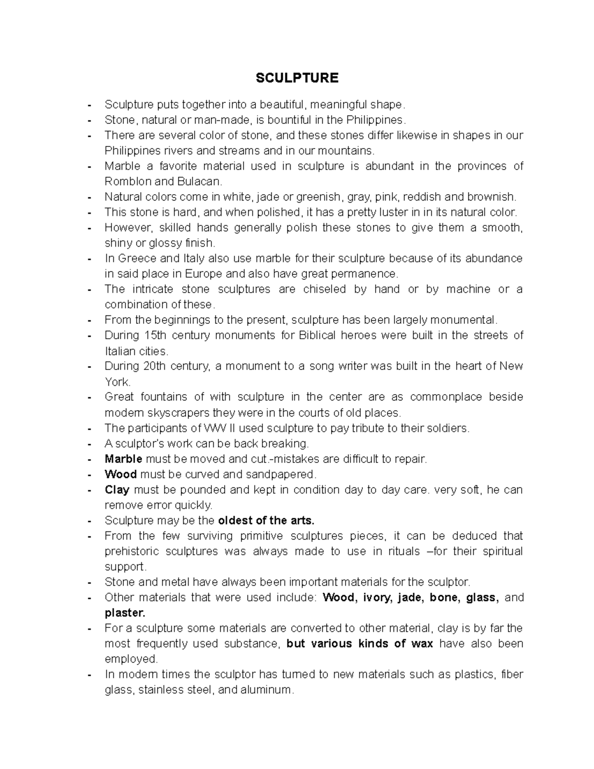 Sculpture - Art Appreciation-Study Guides - SCULPTURE - Sculpture puts ...