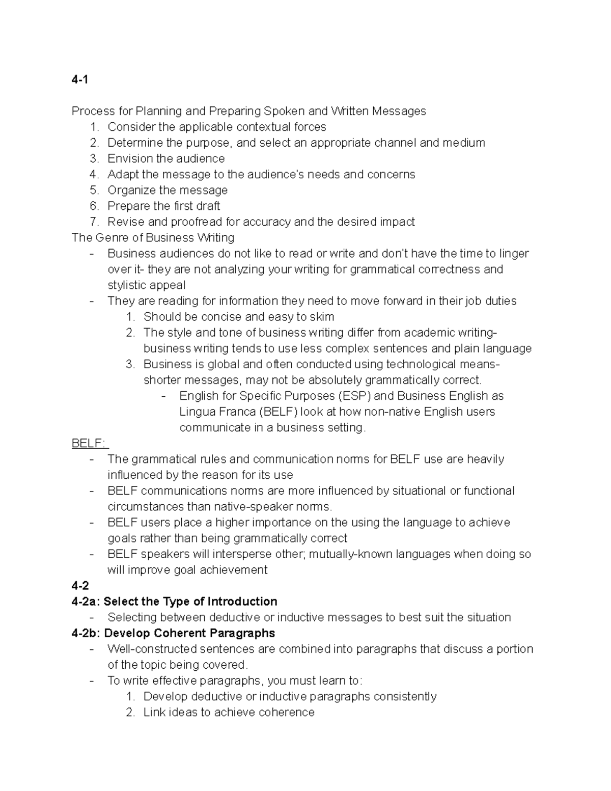 Ch 4 BCOM - Ch 4 BCOM - 4- Process for Planning and Preparing Spoken and Written Messages 1 ...