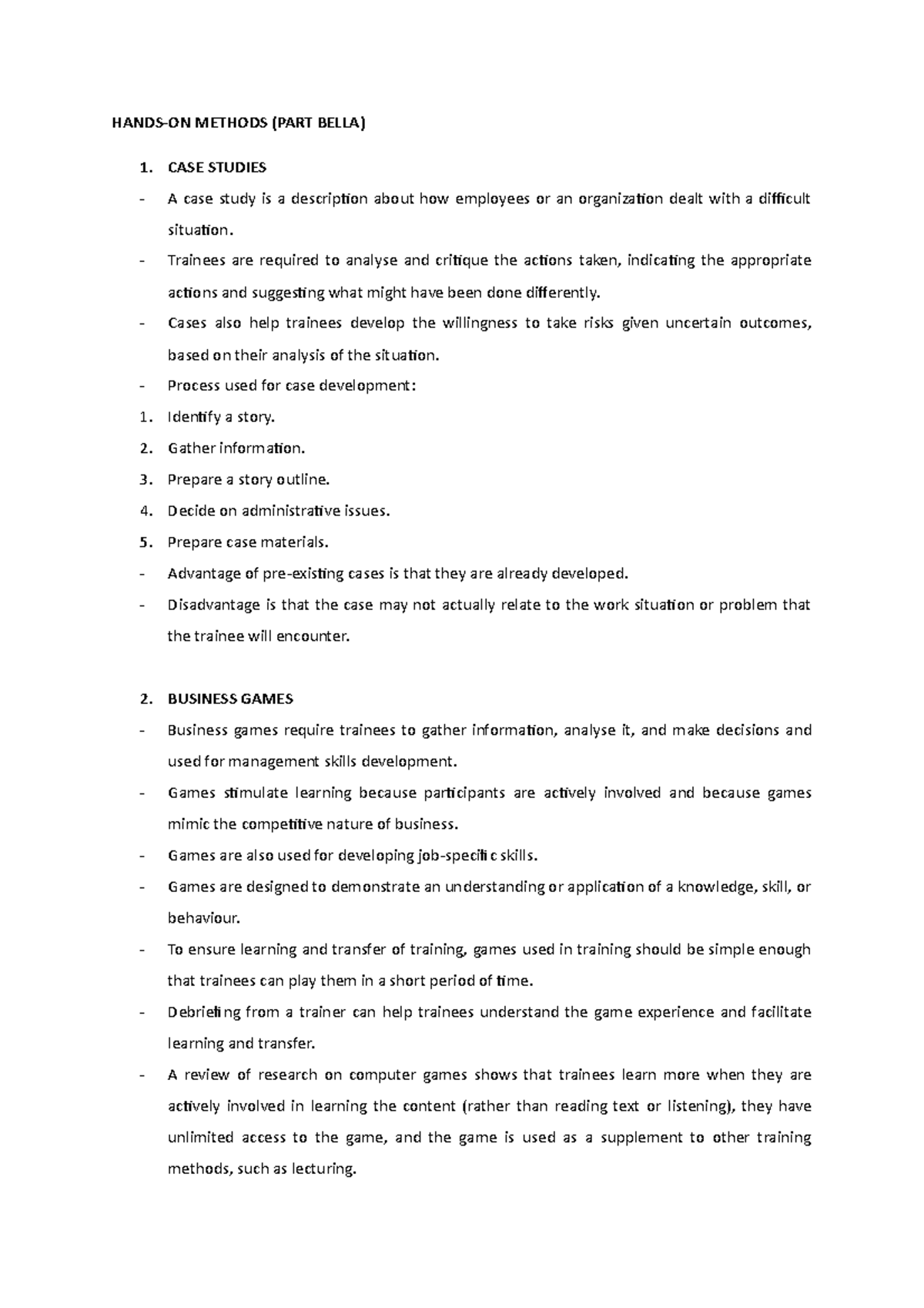 Hands ON Method - HANDS-ON METHODS (PART BELLA) 1. CASE STUDIES - A ...