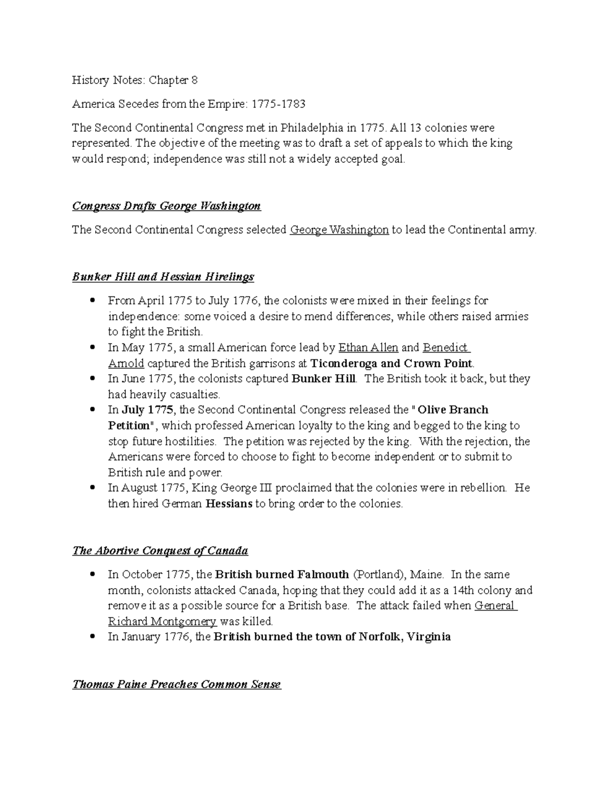 History Notes Ch 8 - History Notes: Chapter 8 America Secedes from the ...