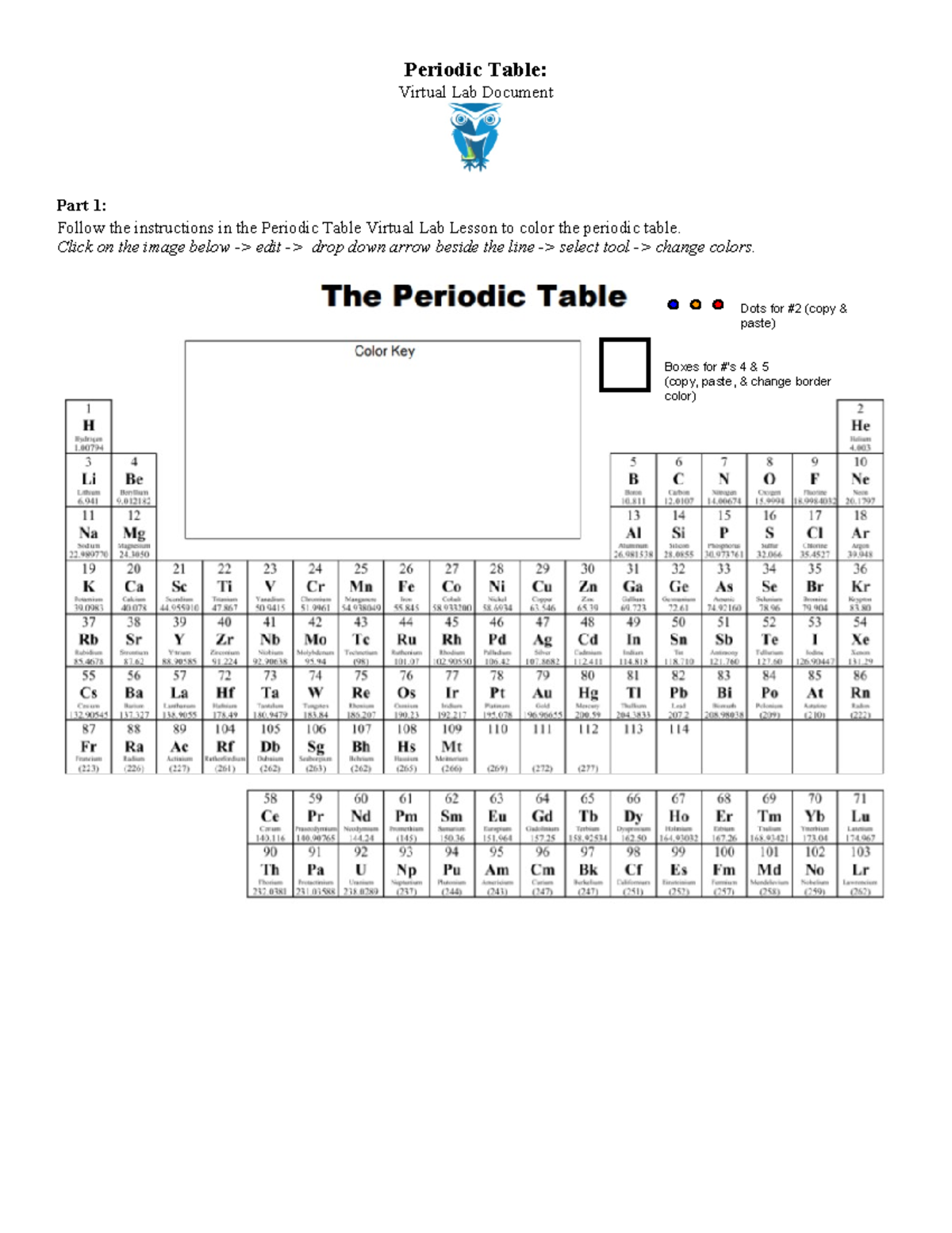 Copy of Periodic Table Virtual Lab - Studocu