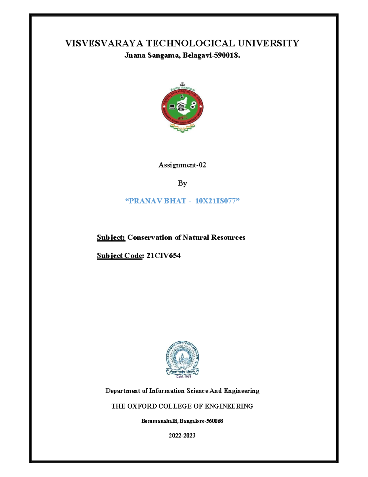 CNR-2 - Important questions - VISVESVARAYA TECHNOLOGICAL UNIVERSITY ...