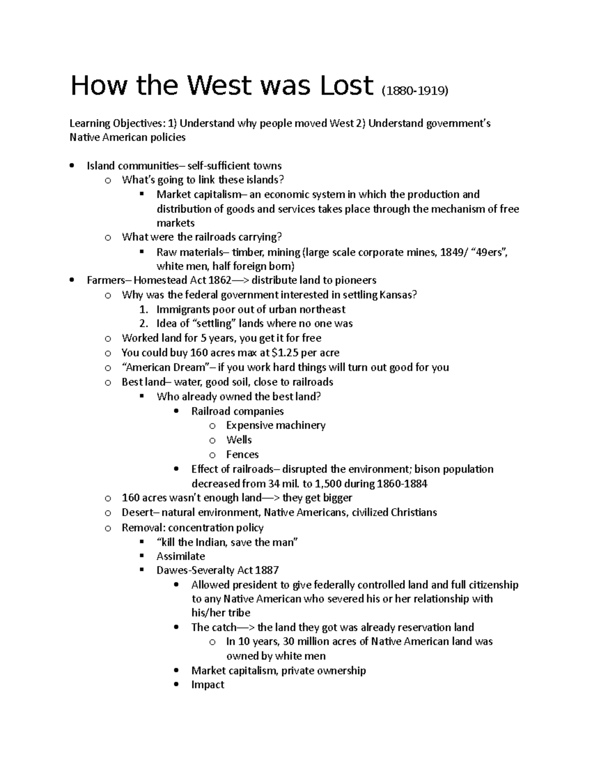 How the West was Lost - lecture notes on How the West was Lost: Jim ...