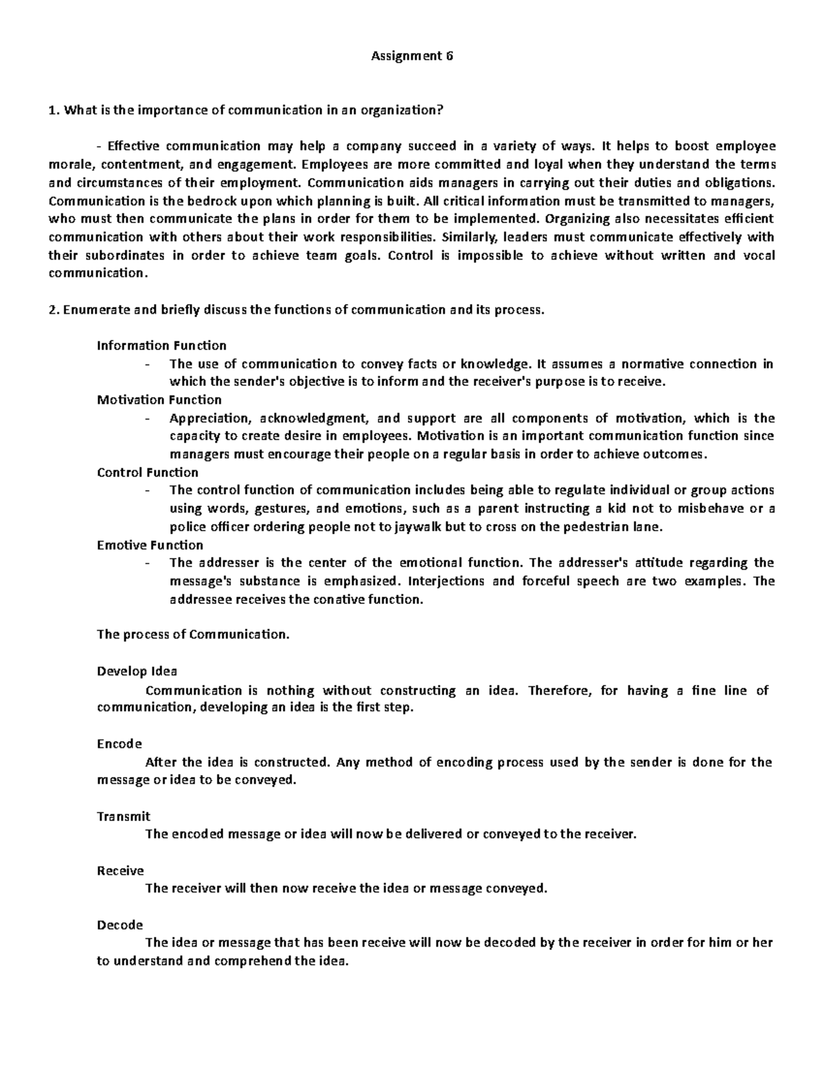 ES 33 Assignment 6 - ES33-Engineering Management - Assignment 6 What is the importance of - Studocu