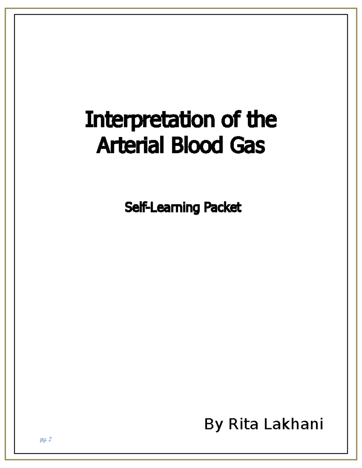 Interpretation of arterial blood gas - Interpretation of the Arterial ...