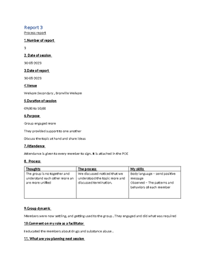 Group WORK Process Reports - Group work process report Number of the ...